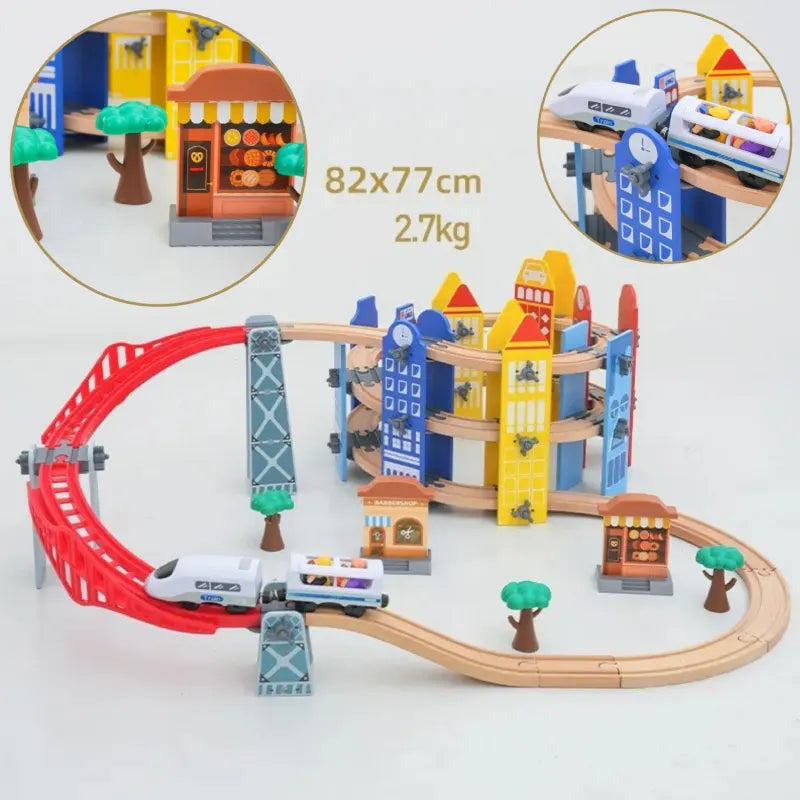 Circuit Train en Bois Electrique Urbain 🚂 – Éduca Sagesse